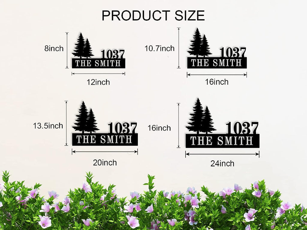 Personalized Pine Trees House Number Metal Sign | Custom Laser Cut ...