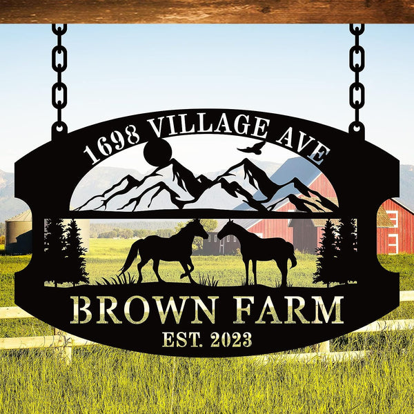 Custom Farm Sign: Personalized Hanging Steel Farm Entrance Decor ...
