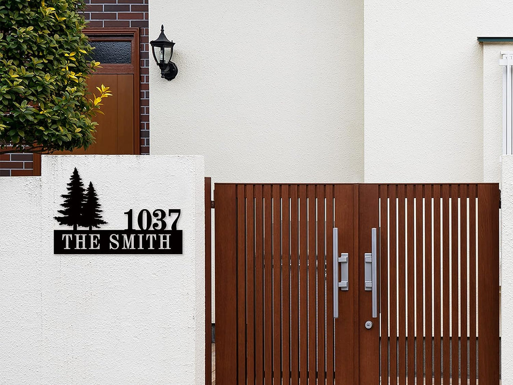 Personalized Pine Trees House Number Metal Sign | Custom Laser Cut ...