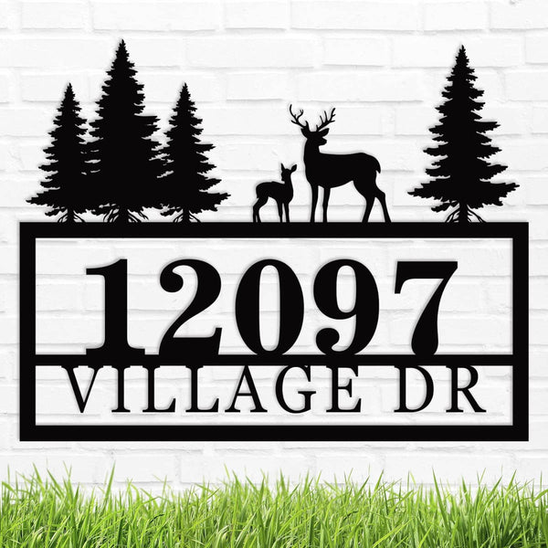 Custom Deer Address Sign - Rustic Metal House Number Plaque – ENFODREAM