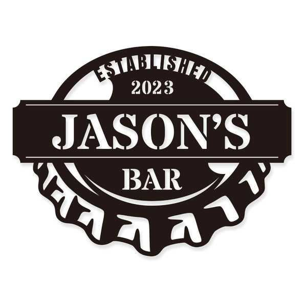Custom Steel Bar Sign – Personalized Bottle Cap Wall Art for Home Bars ...