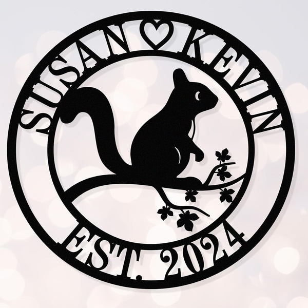 Personalized Squirrel Metal Sign - Custom Outdoor Decor – ENFODREAM