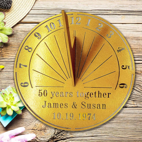 Personalized Metal Sundial with Coordinates and Custom Engravings ...