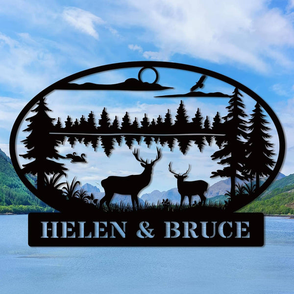 Custom Deer Forest Metal Sign – Rustic Wall Art for Cabin or Lodge ...
