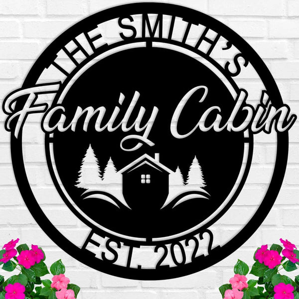 Custom Cabin Sign - Personalized Metal Family Name Sign for Outdoors ...