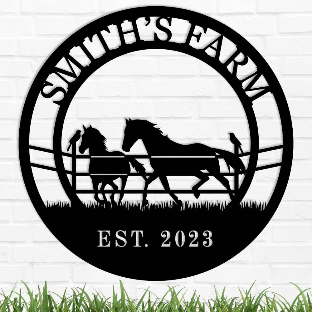 Personalized Horse Farm Sign - Custom Metal Art for Farmhouse Decor ...