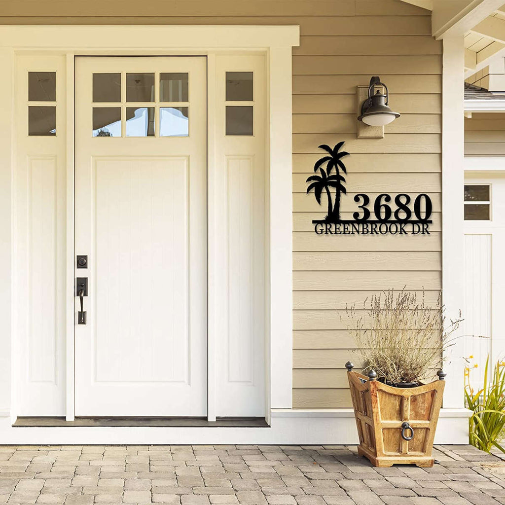 Custom Palm Tree Metal Address Sign – Personalized House Number and ...