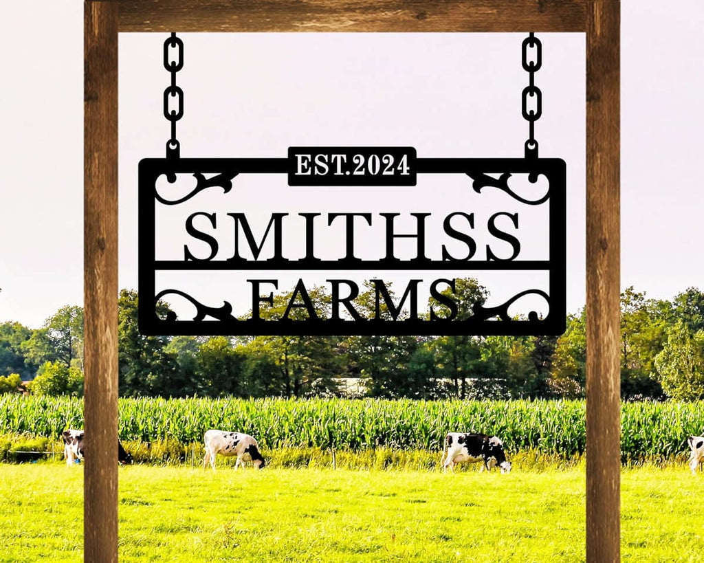 Personalized Metal Farm Sign - Custom Hanging Sign for Farm Entrance ...