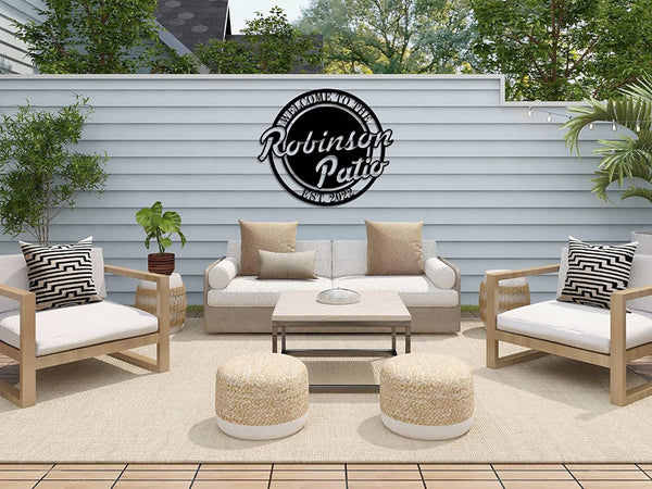 Custom Patio Metal Sign – Personalized Outdoor Welcome Sign for ...