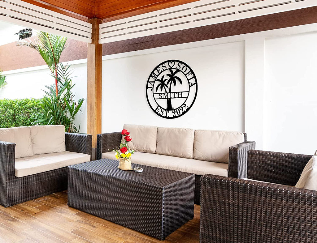 Personalized Steel Palm Tree Sign | Custom Laser-Cut Metal Art – ENFODREAM